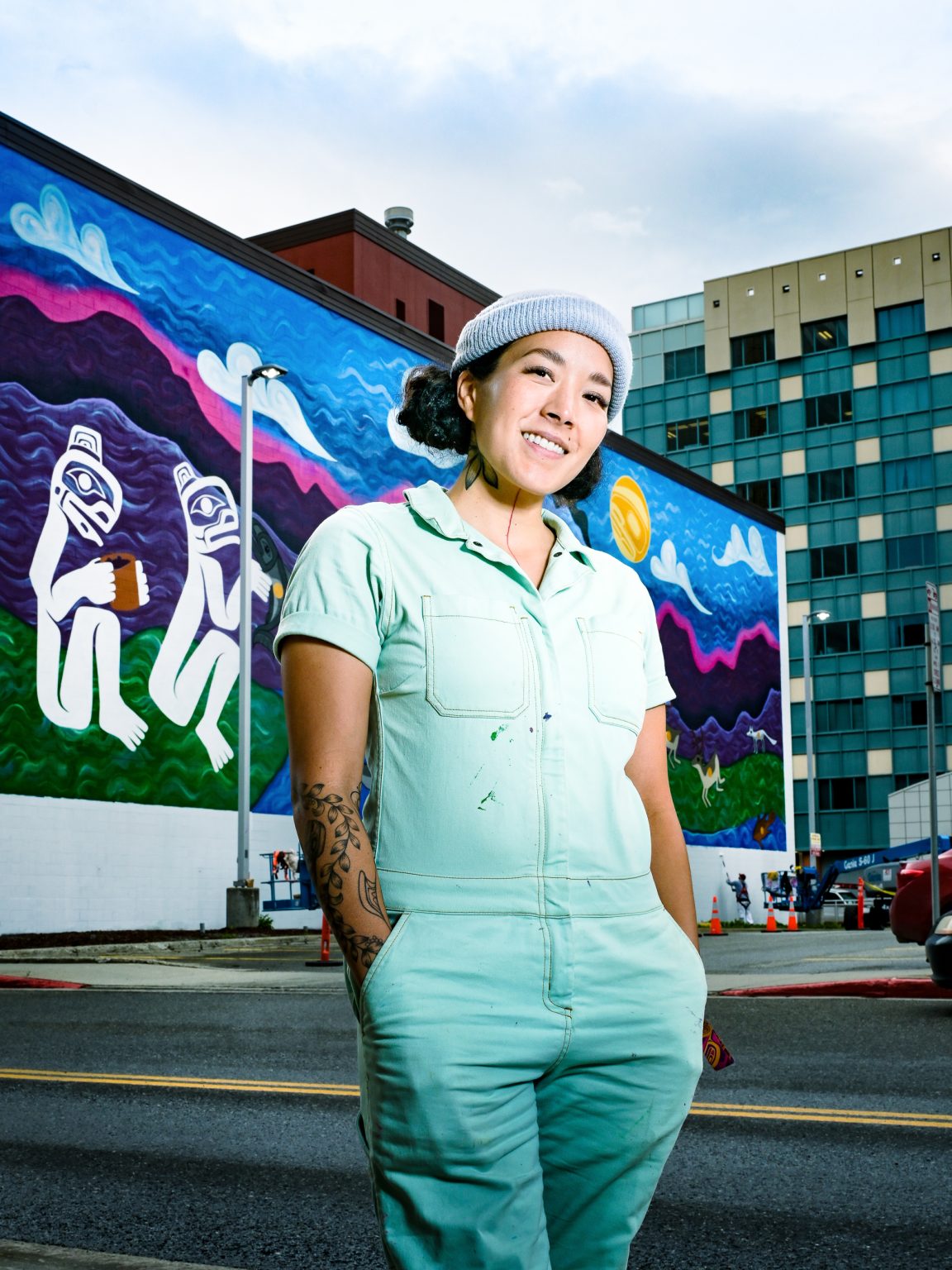 Indigenous Artist Crystal Worl Creates Public Mural In Anchorage Alaska ...